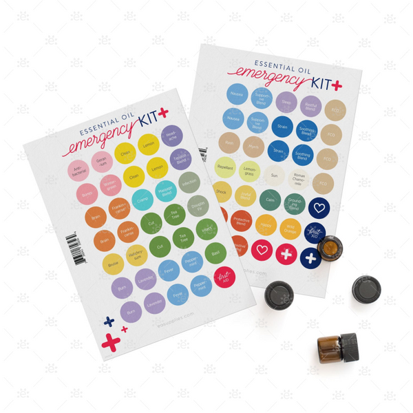 Essential Oil Emergency Kit Label Sheets (set of 2) - EOS UK